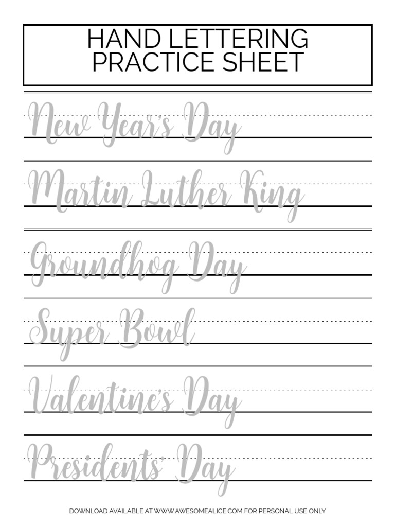Holidays Hand Lettering Practice Sheet - Awesome | PDF | Travel | History
