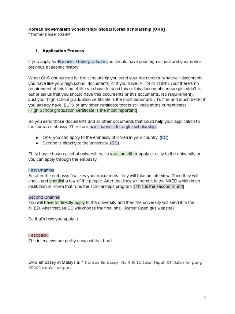 Global Korea Scholarship (GKS) Information | PDF | Educational Stages ...
