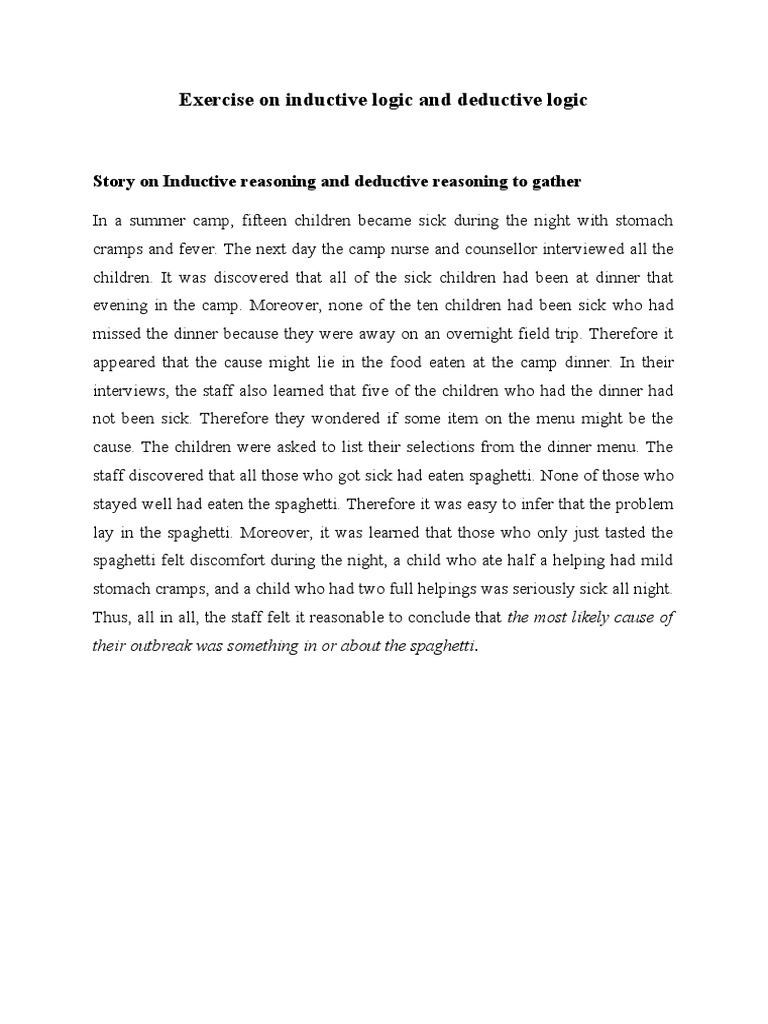 Story On Inductive Reasoning and Deductive Reasoning | PDF | Inductive ...