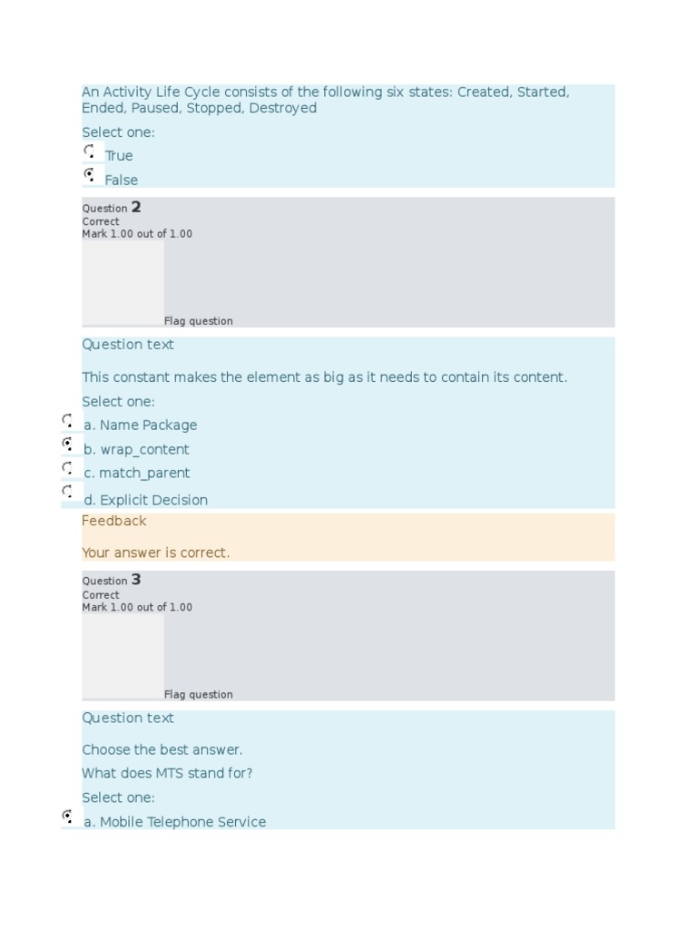Question Text: Feedback | PDF | Android (Operating System) | Mobile App