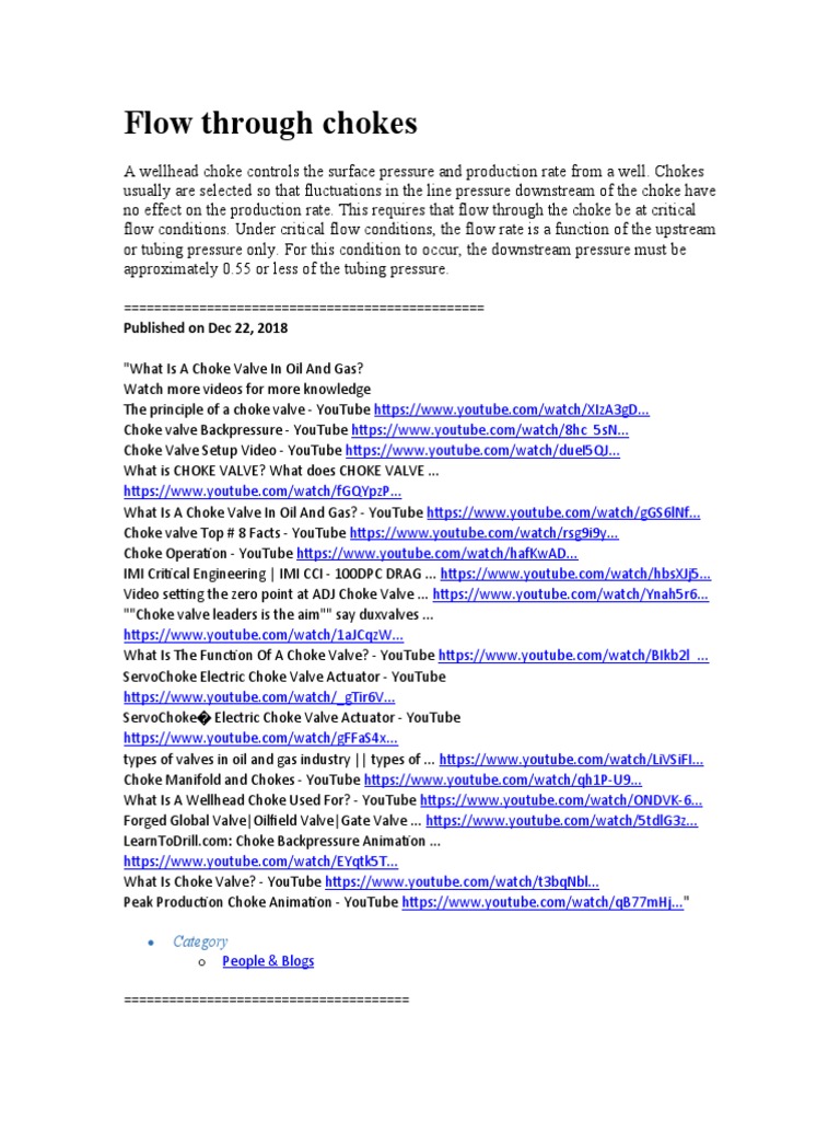 Flow Through Chokes | PDF