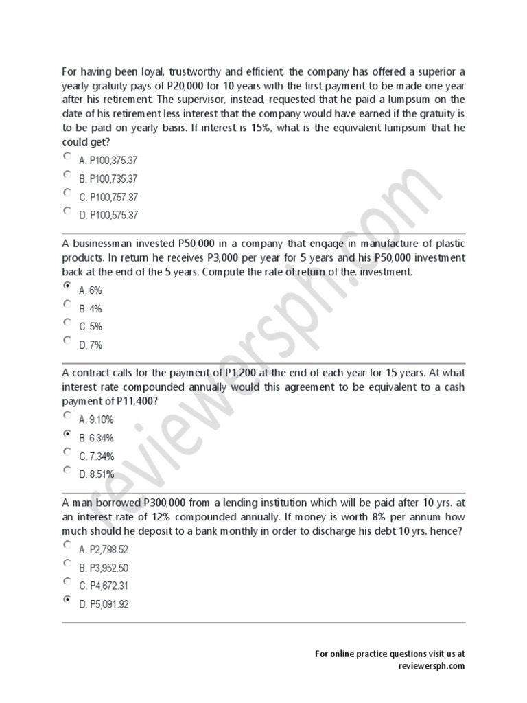 For Online Practice Questions Visit Us at | PDF | Interest | Interest Rates
