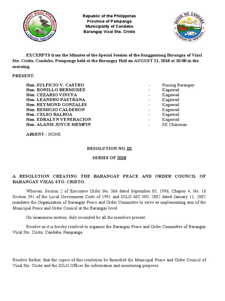 Republic of The Philippines Province of Pampanga Municipality of ...