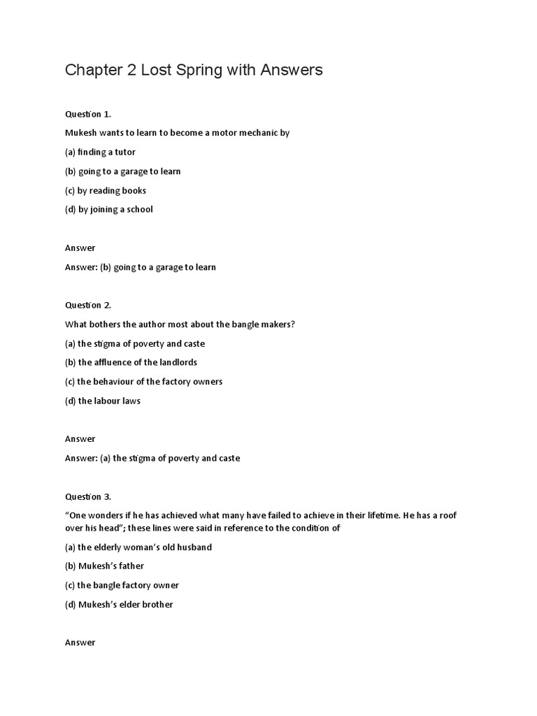 Chapter 2 Lost Spring With Answers | PDF