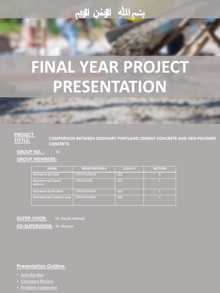 Final Year Project Presentation | PDF | Concrete | Secondary Sector Of ...