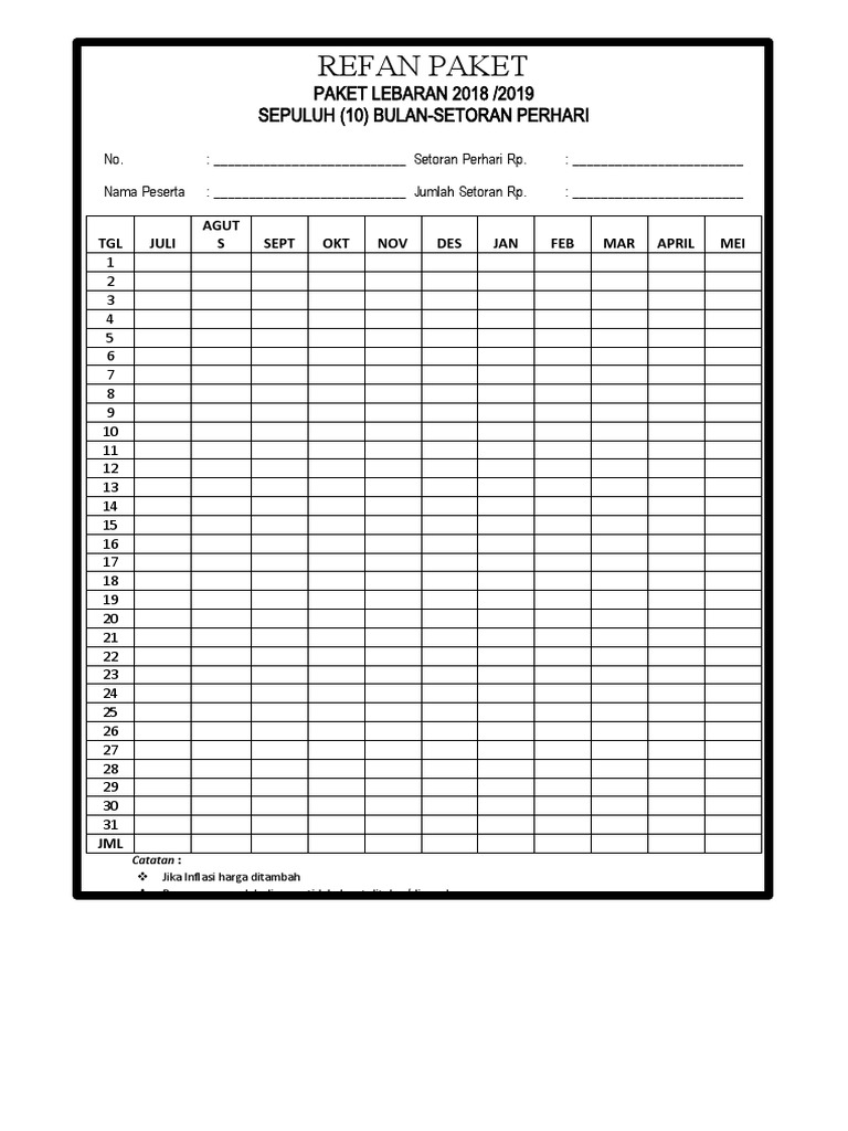 Refan Paket: PAKET LEBARAN 2018 /2019 Sepuluh (10) Bulan-Setoran ...