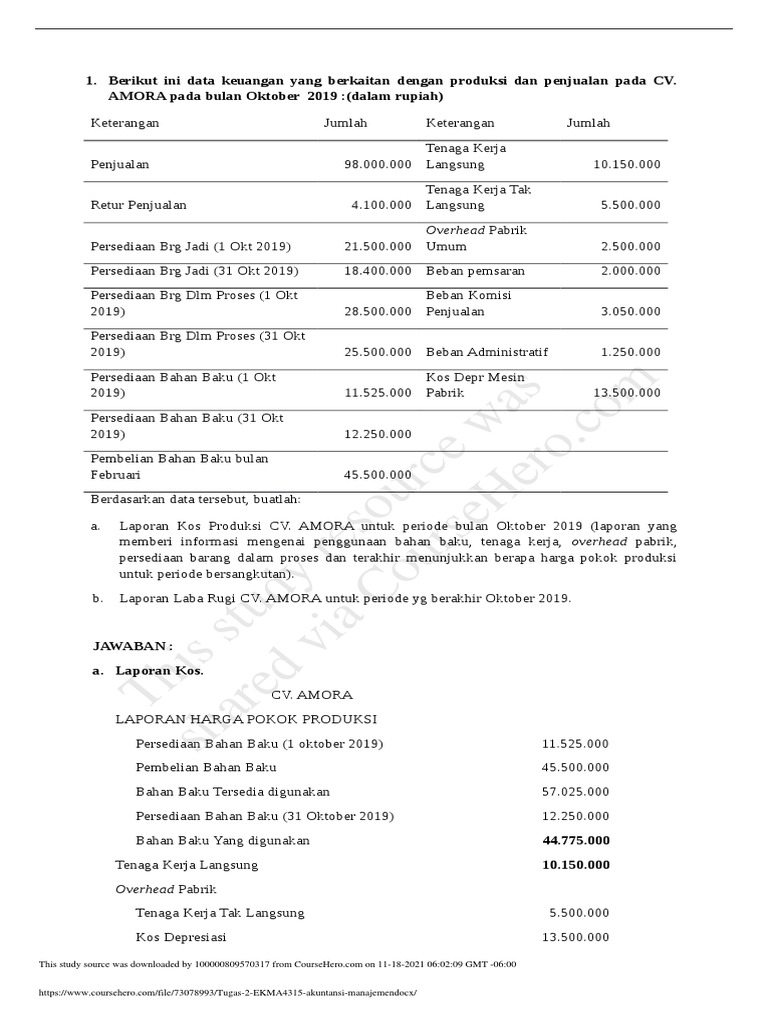 Tugas 2 EKMA4315 Akuntansi Manajemen | PDF | Teknologi & Rekayasa