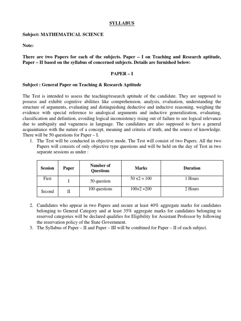 Session Paper Number of Questions Marks Duration: First I 50 ×2 100 1 ...