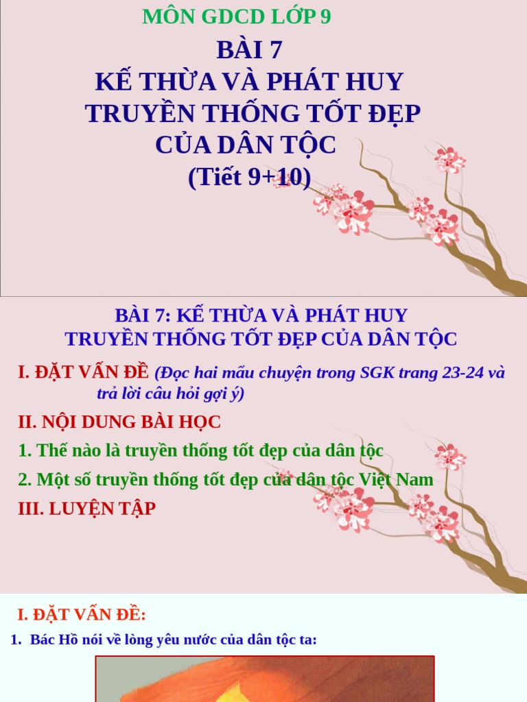 Bai Giang-Bai 7-Ke Thua Va Phat Huy Truyen Thong Tot Dep Cua Dan Toc dfc77 | PDF