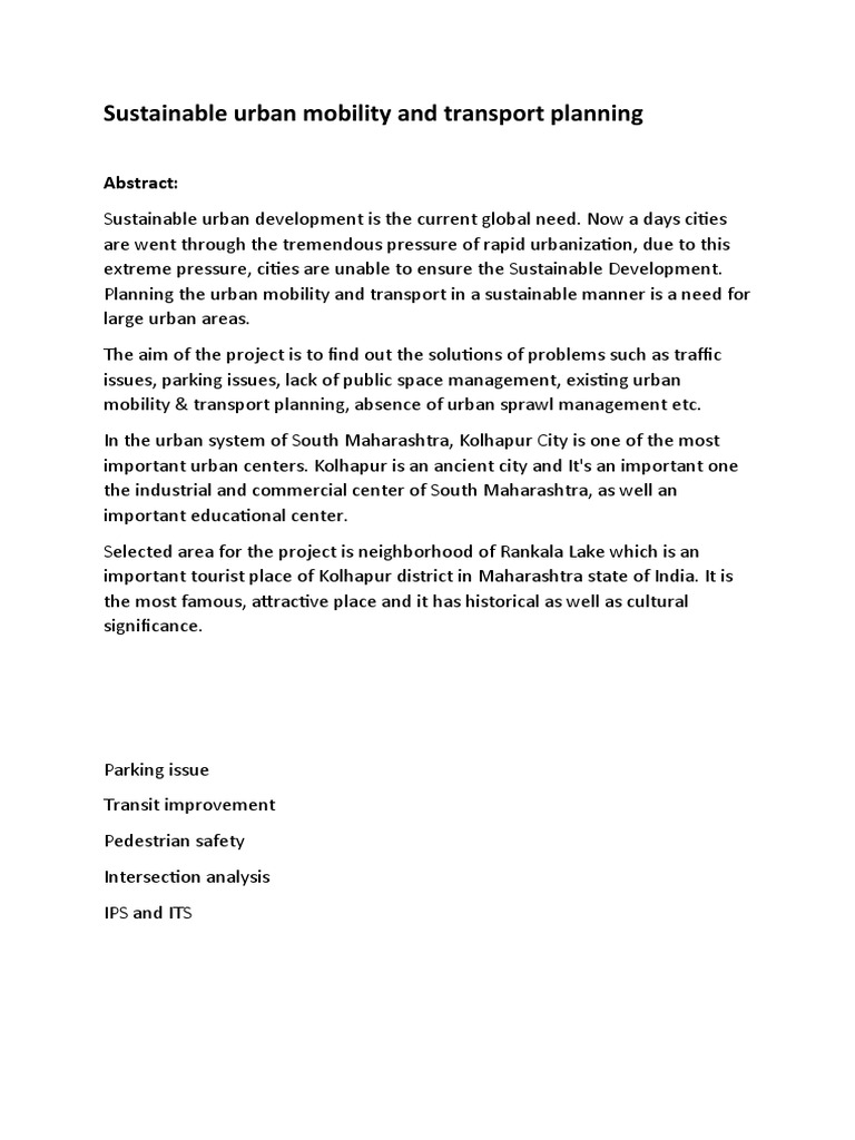 Sustainable Urban Mobility and Transport Planning | PDF