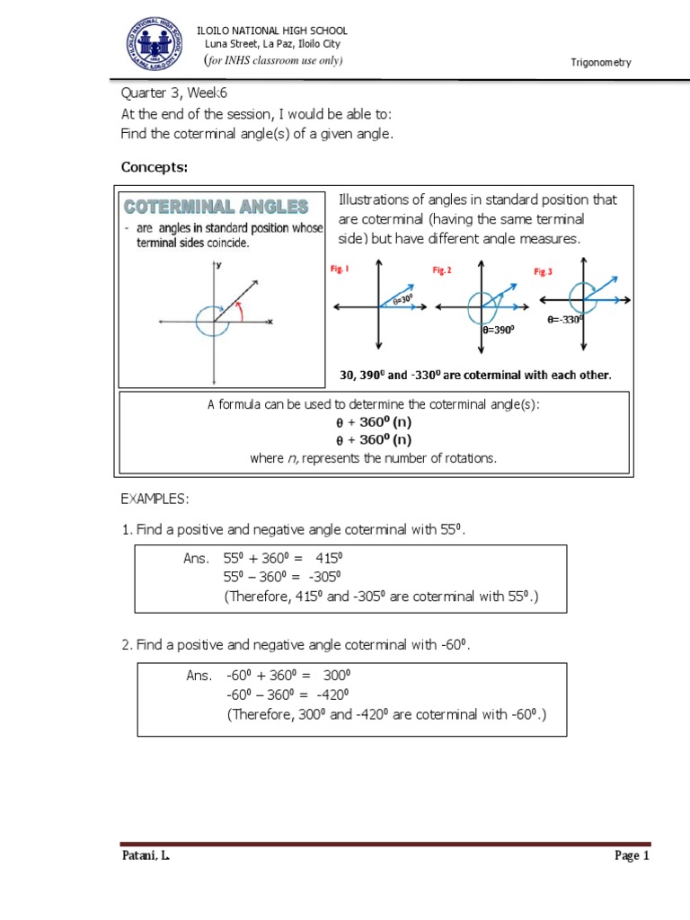 TRIGO Quarter3 Week6 Lesson | PDF | Angle | Geometry