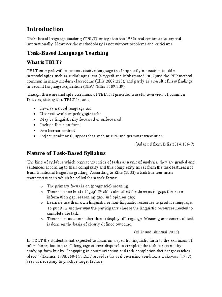 Task-Based Language Teaching: What Is TBLT? | PDF | Language Education ...