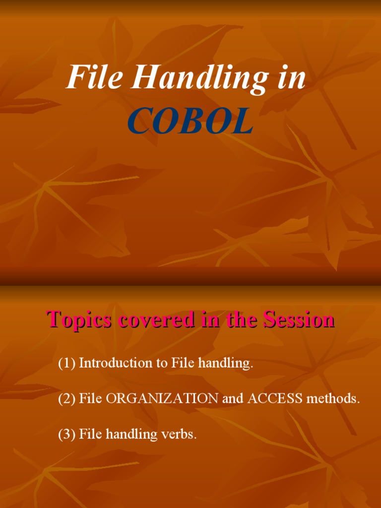 Cobol File Handling | PDF | Input/Output | Computer File