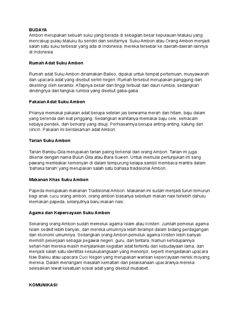 Ips Suku Ambon | PDF