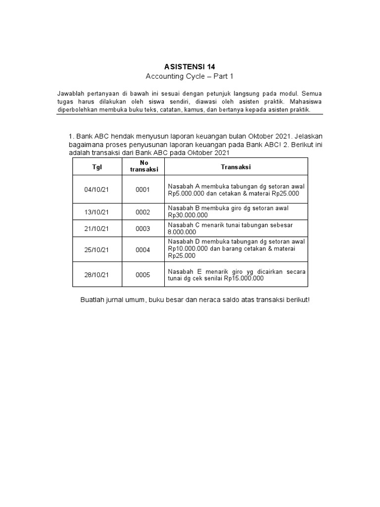 Soal Accounting Cycle - Part 1 | PDF | Pengelolaan Keuangan & Uang