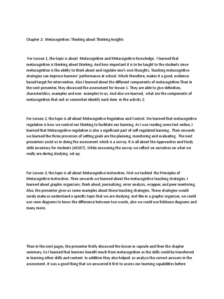 Student Centered Learning Chapter 2 Insights | PDF | Metacognition | Learning