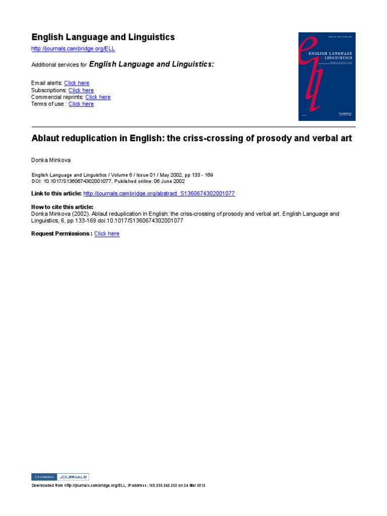 Ablaut Reduplication | PDF | Stress (Linguistics) | Syllable