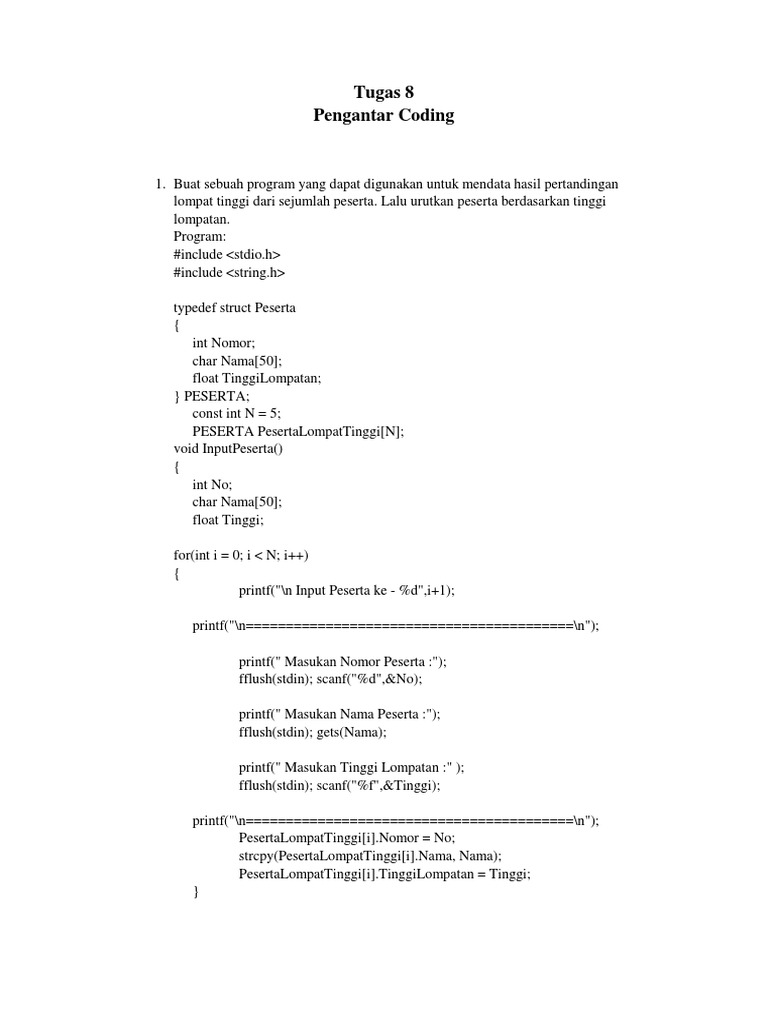 Tugas 8 Pengantar Coding | PDF