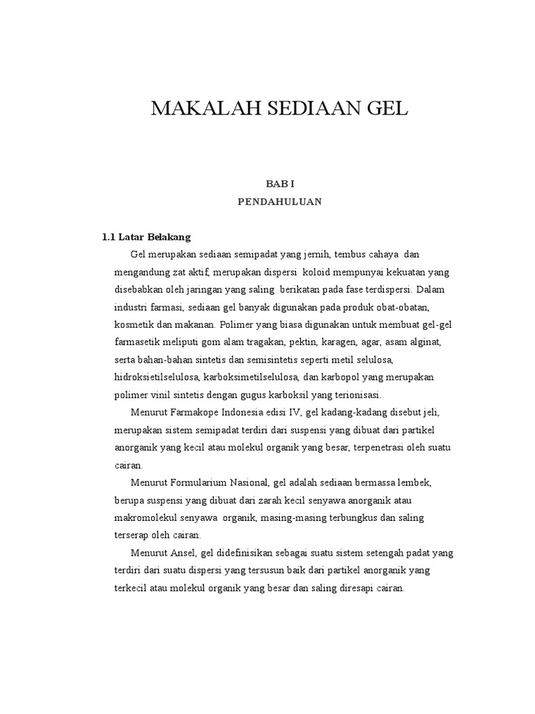Makalah Sediaan Gel | PDF