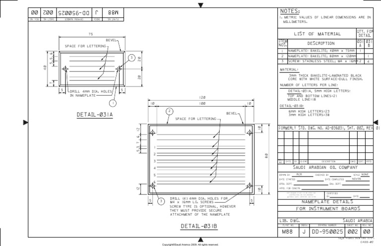 Notes:: List of Material Detail Qty. For | PDF