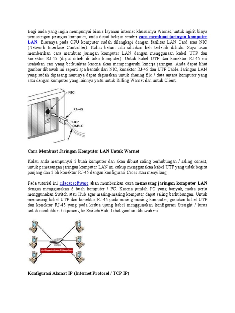 Cara Pemsangan Kabel Lan Warnet | PDF