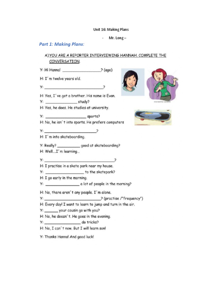 Part 1: Making Plans | PDF