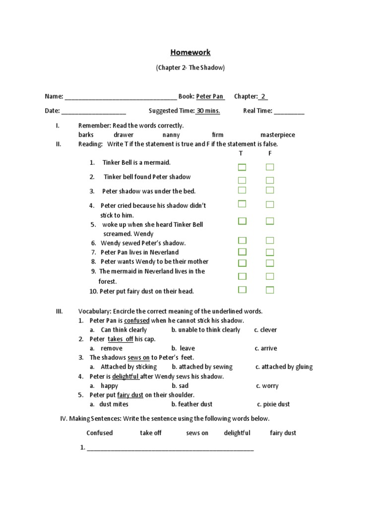 Homework - Docx Peter Pan The Shadow - Docx 2 1 | PDF | Wendy Darling ...