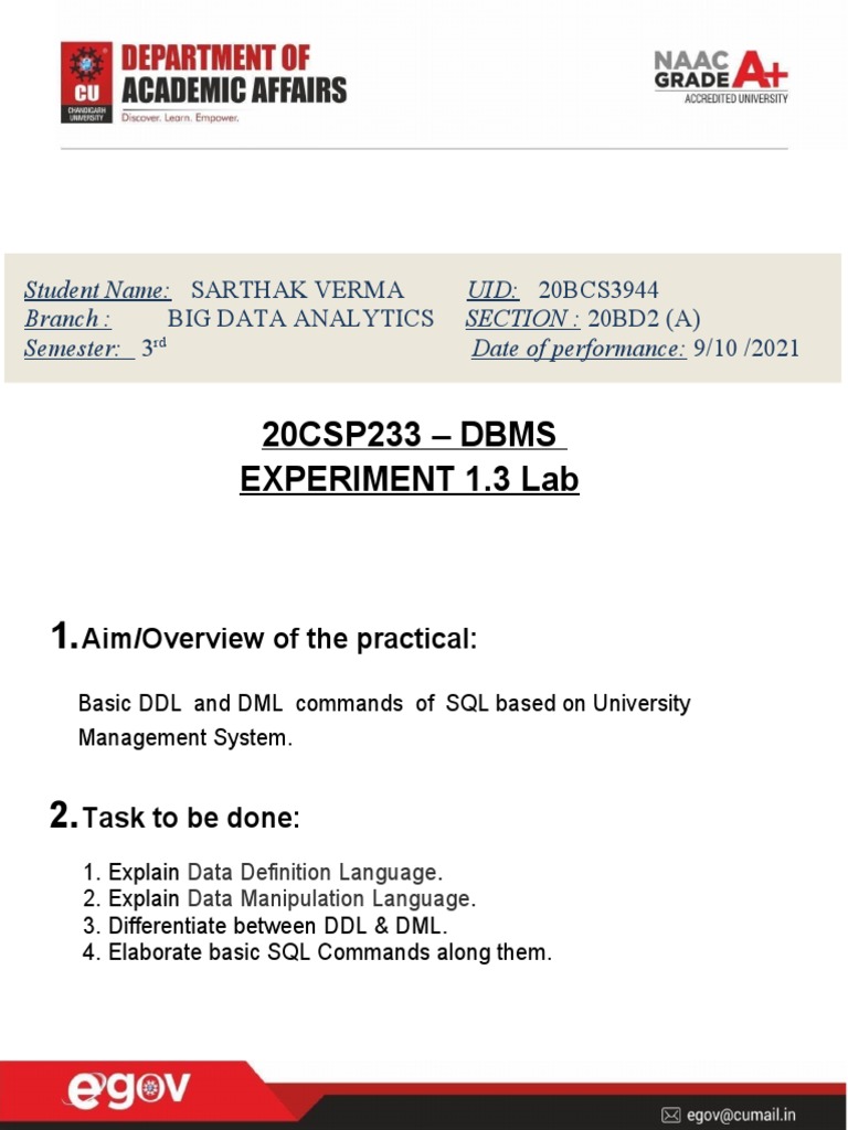 Worksheet - 1.3 DBMS | PDF | Databases | Sql