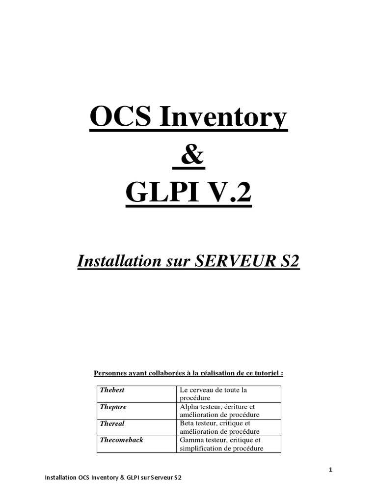 OCS Inventory & GLPI V.2 Installation Sur ... - OCS Inventory NG | PDF | Serveur (Informatique ...