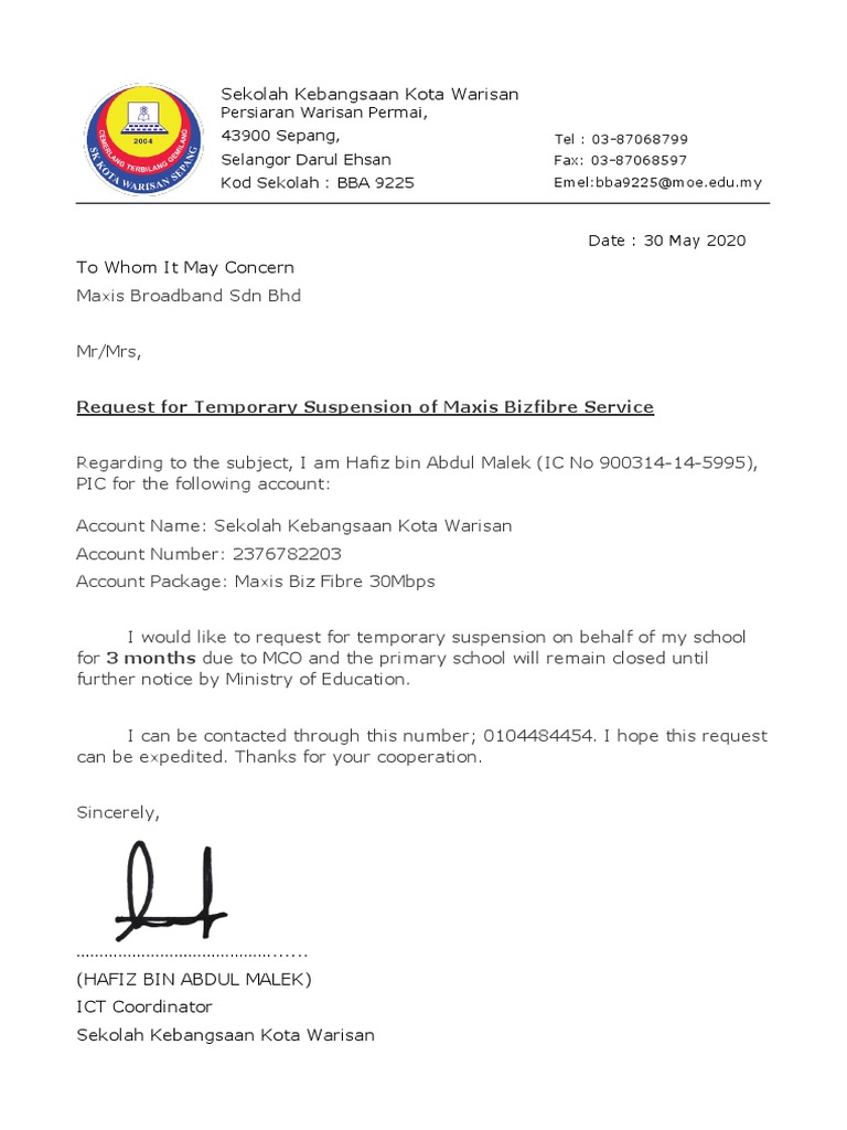 Maxis Temporary Suspension | PDF