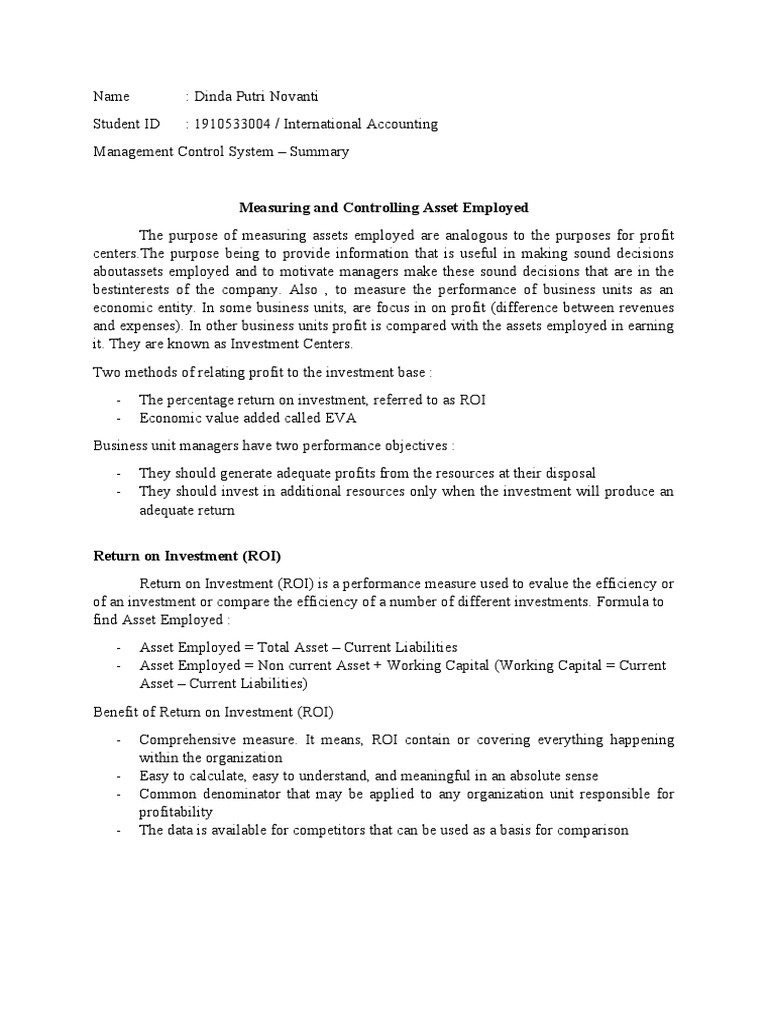 Dinda Putri Novanti - Summary Measuring and Controlling Asset Employed ...