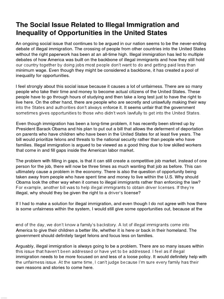 Argumentative Essay Example On Immigration | PDF | Emigration ...