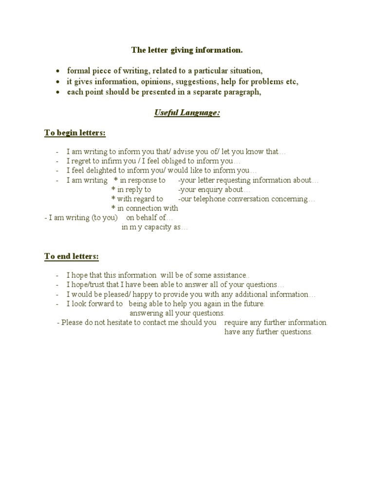The Letter Giving Information | PDF