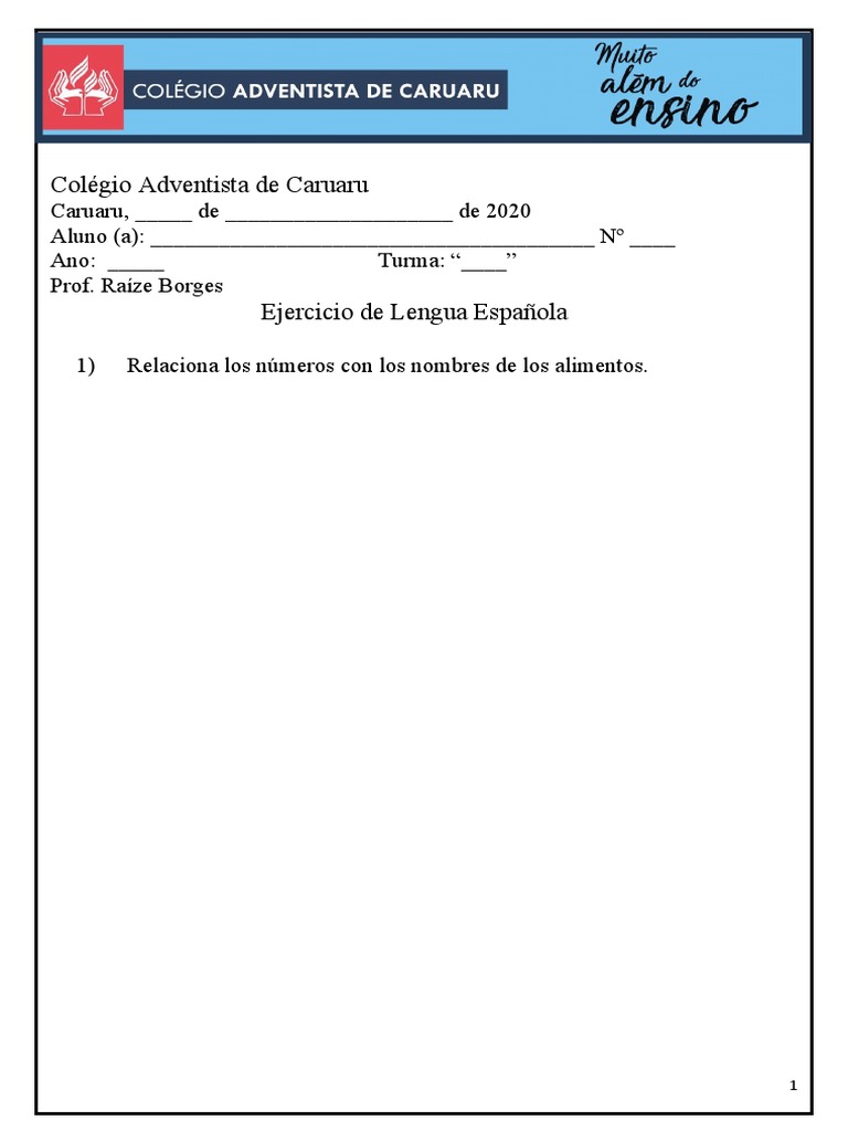 3° EM - Actividad Vocabulario de Los Alimentos. | PDF