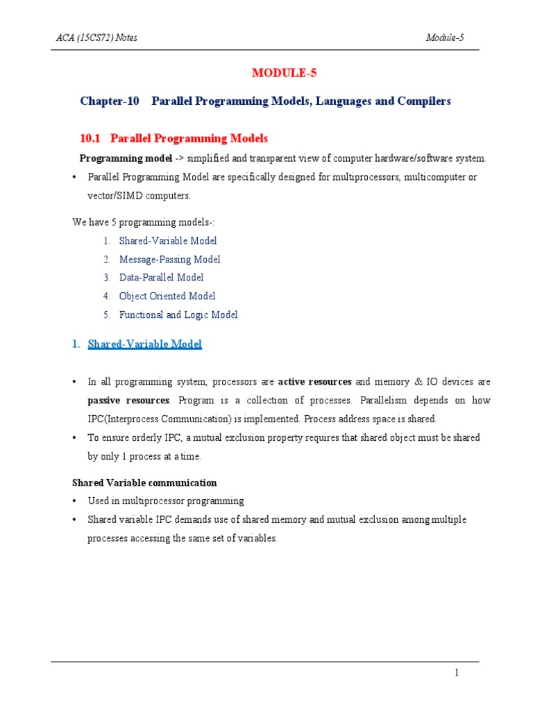 Chapter-10 Parallel Programming Models, Languages and Compilers ...