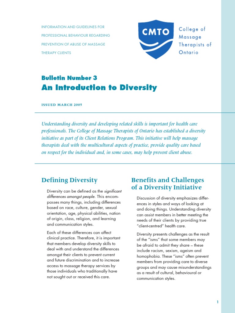 An Introduction To Diversity: Bulletin Number 3 | PDF ...