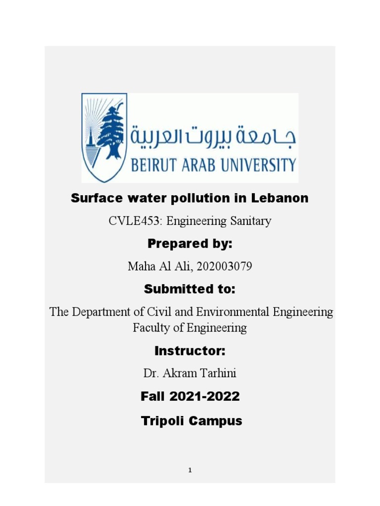 Lebanon Surface Water Pollution Analysis | PDF | Water Pollution ...