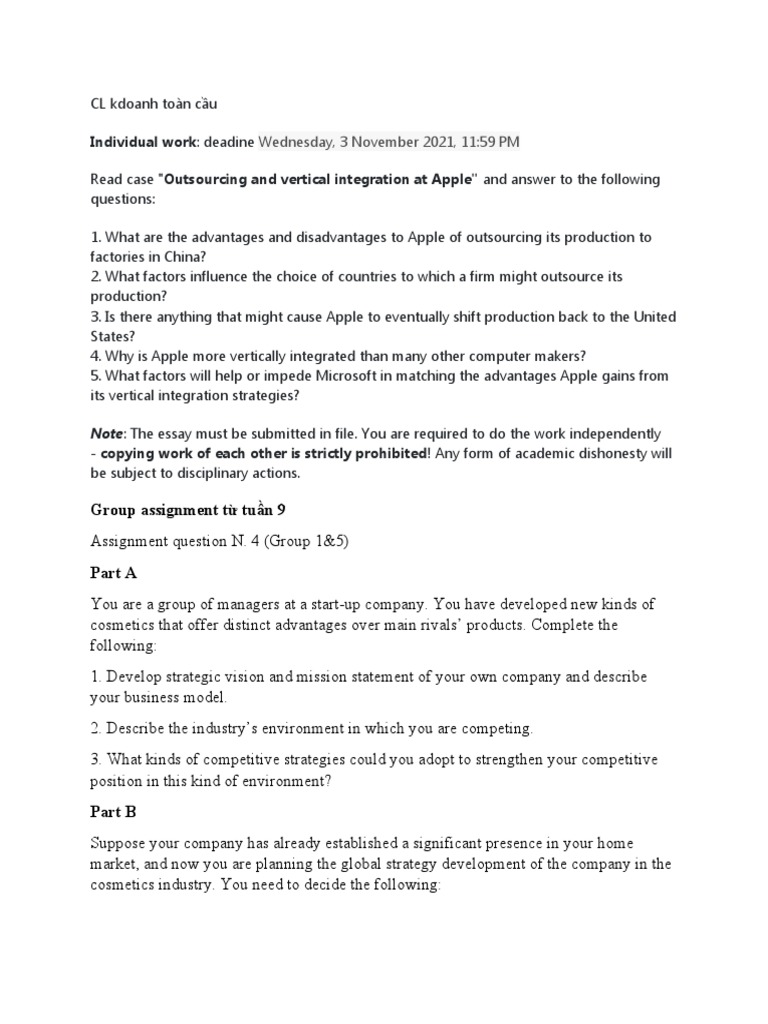 Apple Outsourcing and Cosmetics Strategy Analysis | PDF