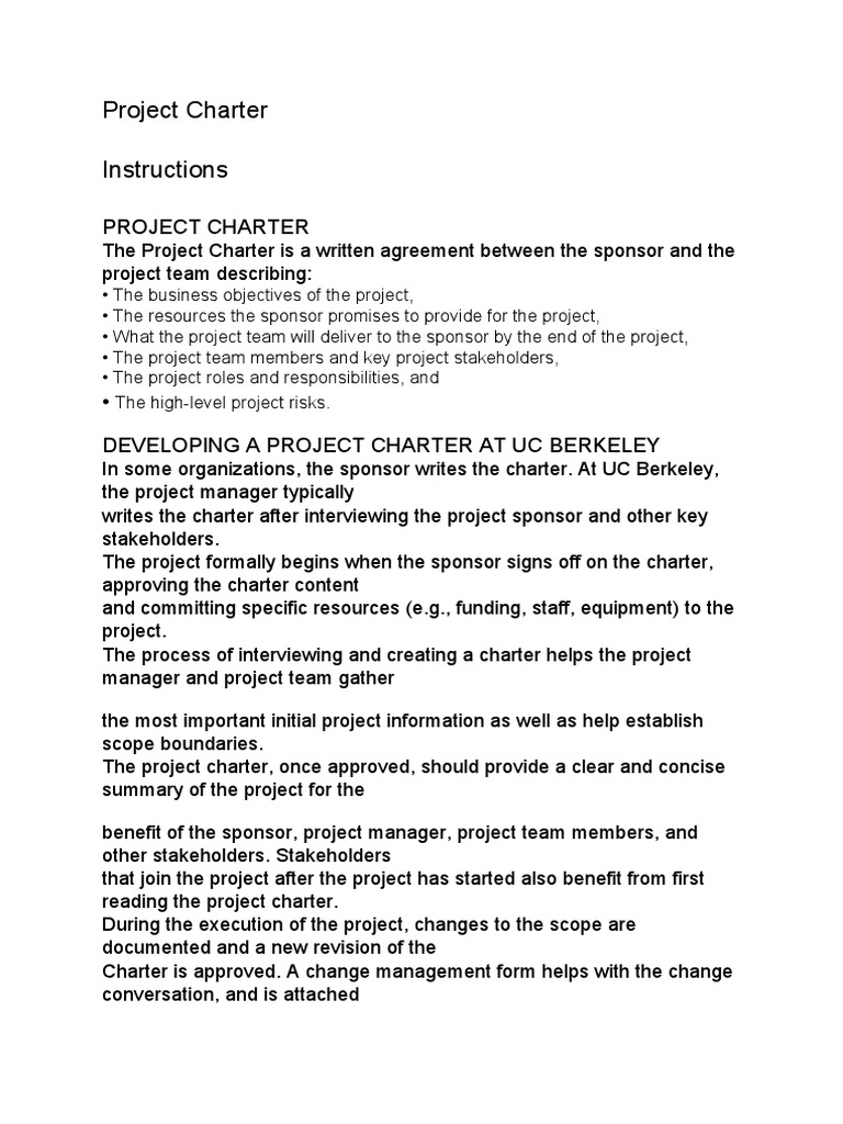 Project Charter Instructions | Download Free PDF | Business