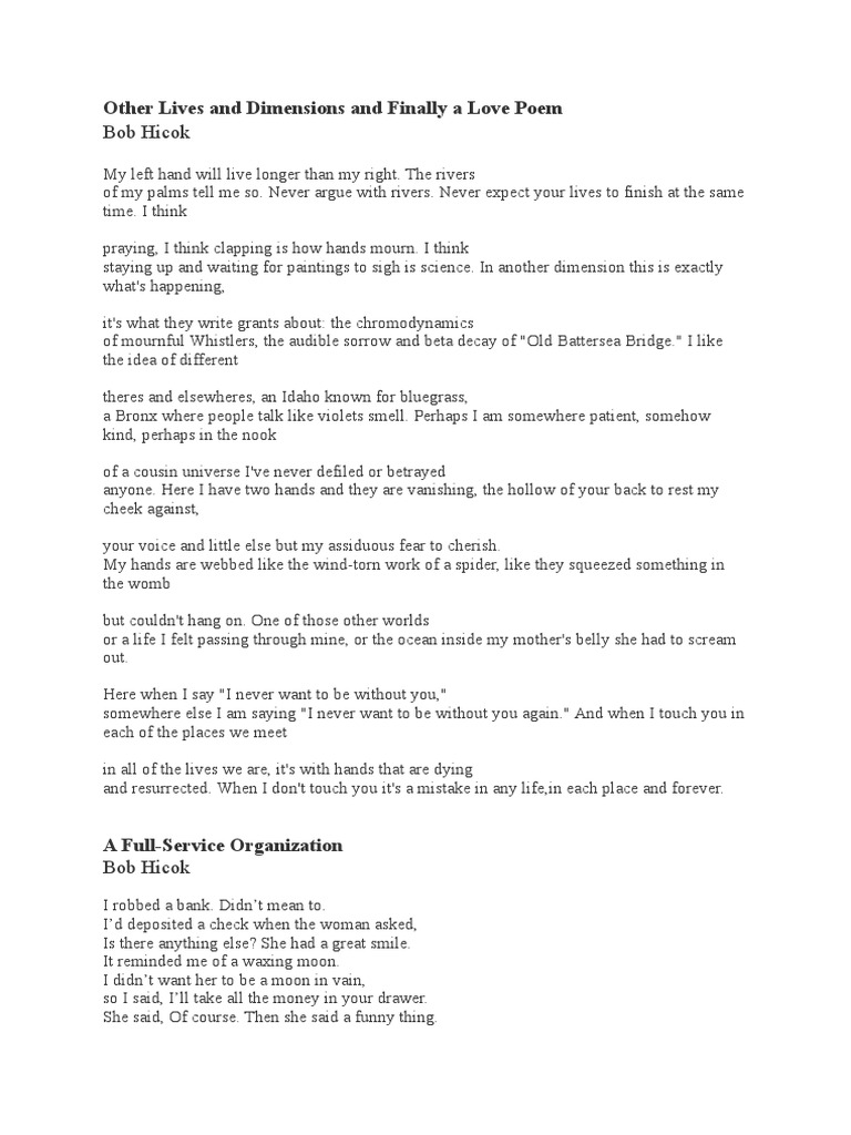 Poems by Bob Hicok | PDF