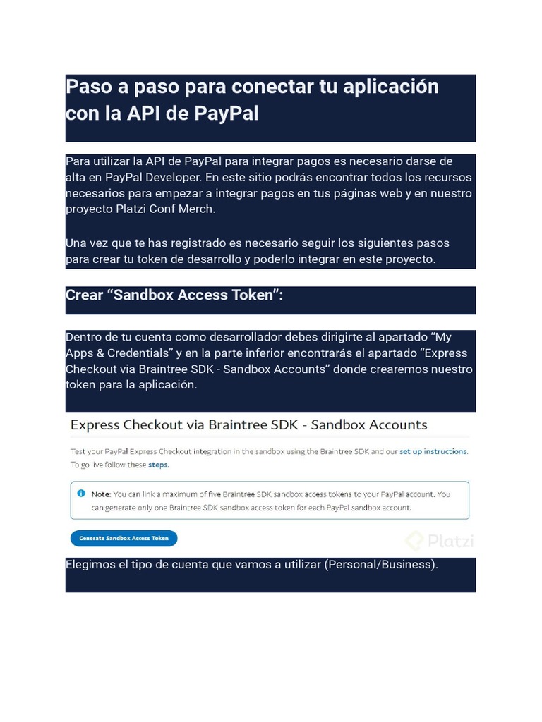 Paso A Paso para Conectar Tu Aplicación Con La API de PayPal | PDF ...