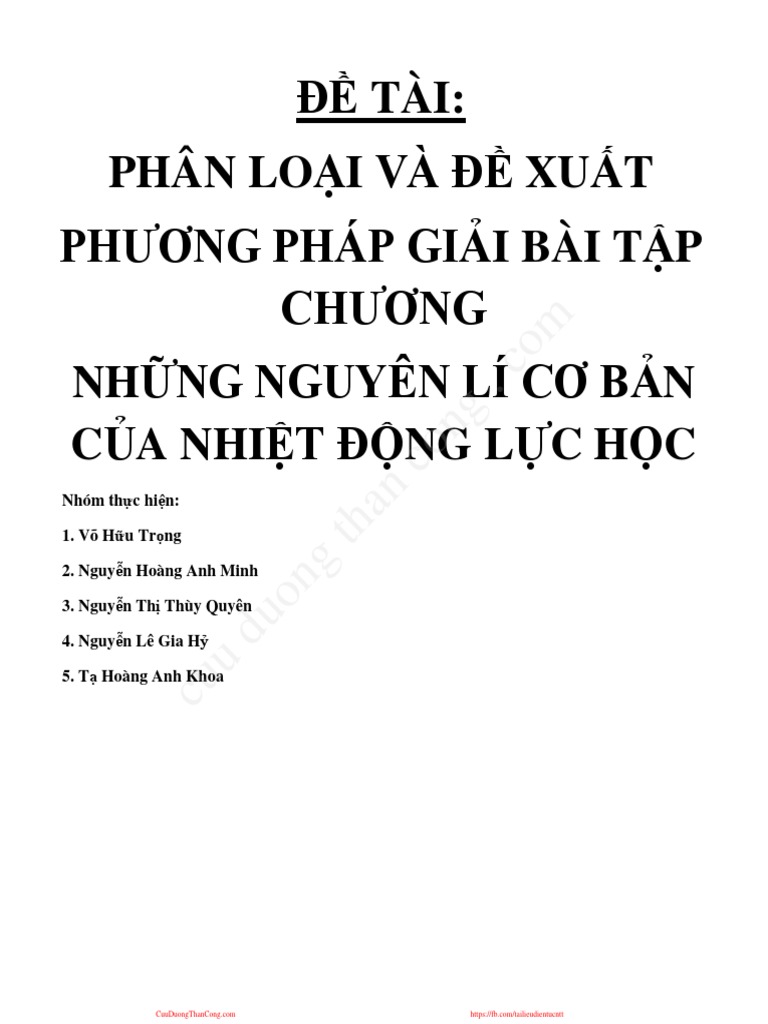 Vat Ly Dai Cuong 1 BT Nhiet Hoc (Cuuduongthancong - Com) | PDF