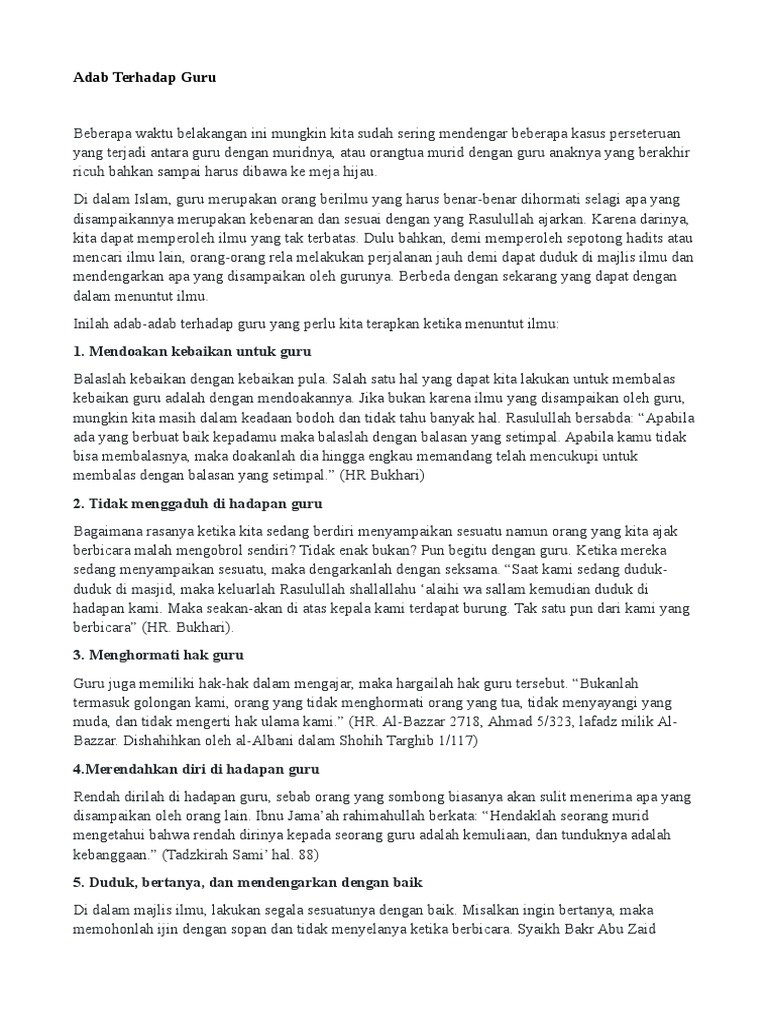 Adab Terhadap Guru | PDF