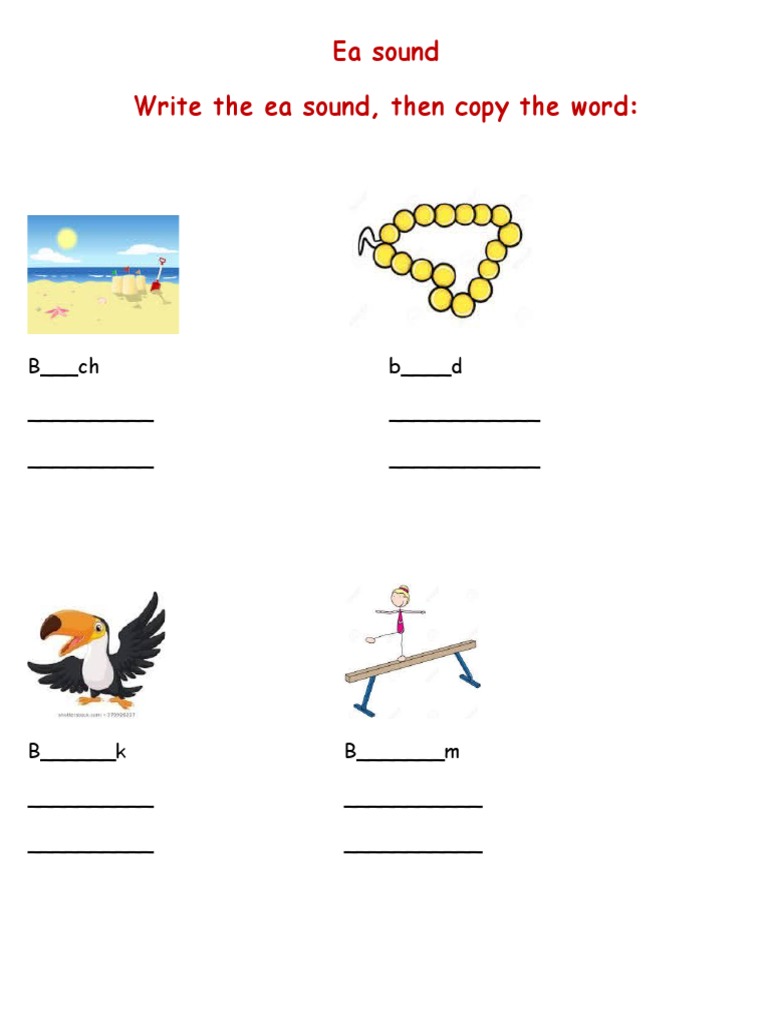 Ea Sound Write The Ea Sound, Then Copy The Word:: B - CH B - D | PDF ...