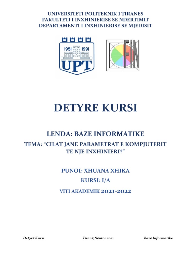 Detyre Kursi-Baze Informatike Xhuana Xhika | PDF