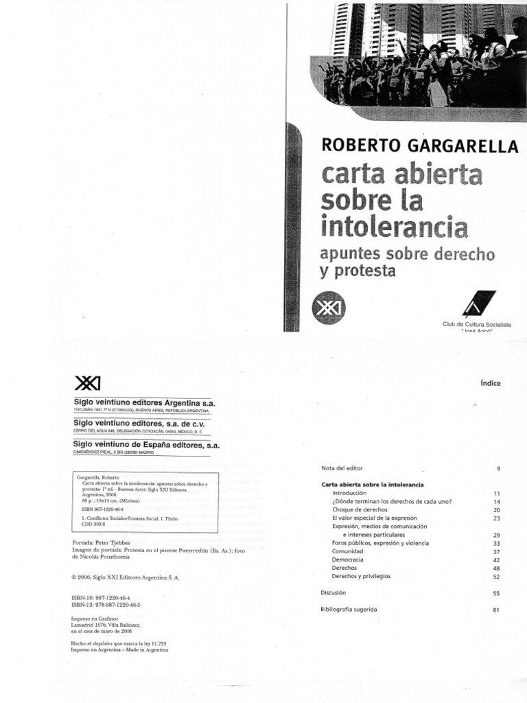 Roberto Gargarella Carta Abierta Sobre La Intolernacia Pdf