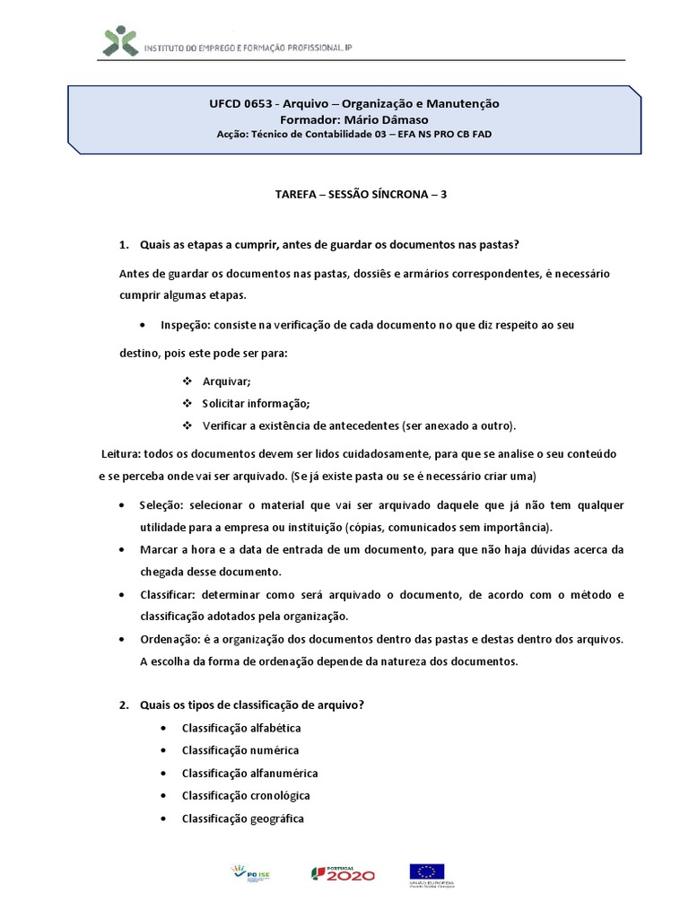 Ufcd 0653 - Tarefa 3 - Sessão Síncrona | PDF