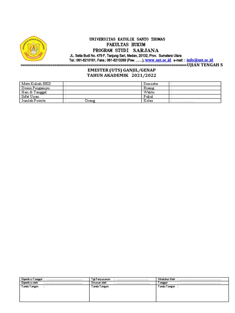 Format Soal UTS Unika | PDF