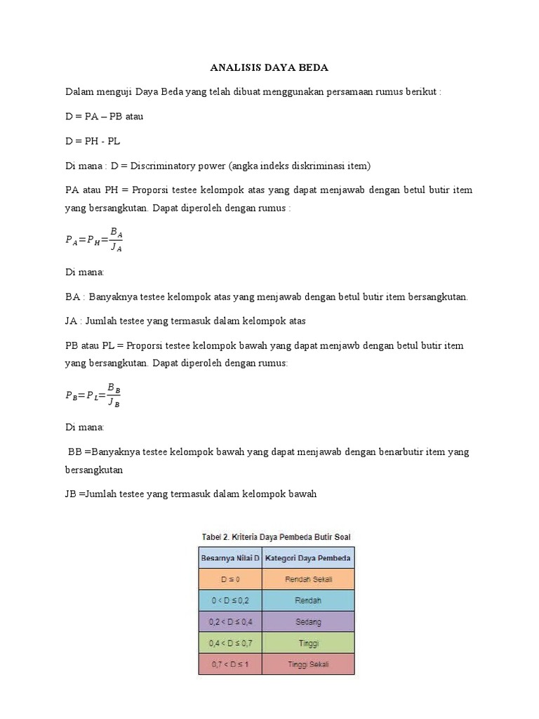 Analisis Daya Beda | PDF