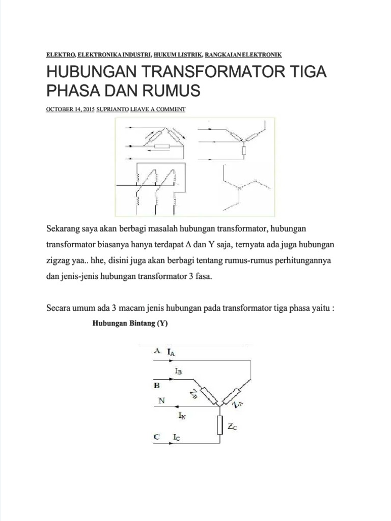 PDF Hubung Trafo 3 Fasa Dan Rumus - Compress | PDF | Sains & Matematika